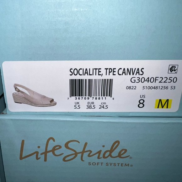 Life Stride | Shoes | Life Stride Socialite Taupe Canvas Wedge Sandal ...